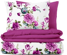 Ervi bavlněné povlečení oboustranné - Fialové květy/fuchsia