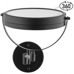 Erga Eda, LED osvětlené kosmetické zrcadlo na make-up ø20 cm, černá matná, ERG-YKA-CH.EDA-BLK