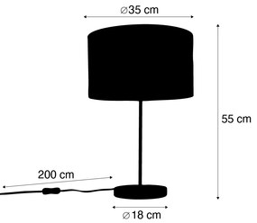 Stolní lampa z mosazi s sametovým stínidlem s designem listů a zlatým vnitřkem - Kaso