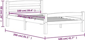 vidaXL Rám postele masivní borové dřevo 100 x 200 cm [322090] Barva: Bílá