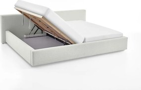 Bílá čalouněná dvoulůžková postel s úložným prostorem s roštem 200x240 cm Cube – Meise Möbel