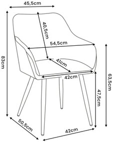 Sada dvou jídelních židlí ESTELLE sametové, černé / zlaté nohy (2 ks)