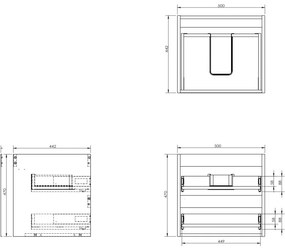 Mexen Box-A, závěsná skříňka 50 cm, 2 zásuvky, matná šedá, 91AX0-0500-470-2-62
