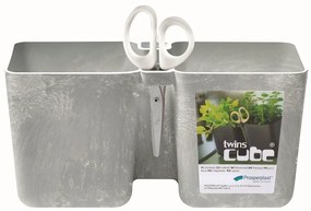 PROSPERPLAST Květináč TWINS CUBE beton 24,4cm