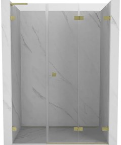 Mexen Lunar-F L skládací sprchové dveře pravé 120 cm, průhledné, zlaté kartáčované - 836SL-120-050-55-00-P