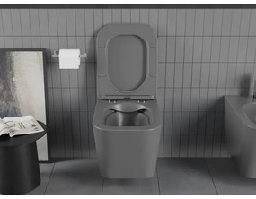 Mexen Teo WC Rimless s WC deskou slim, duroplast, tmavě-šedá matná, 30854071