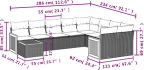 10dílná zahradní sedací souprava s poduškami béžová polyratan 3260399