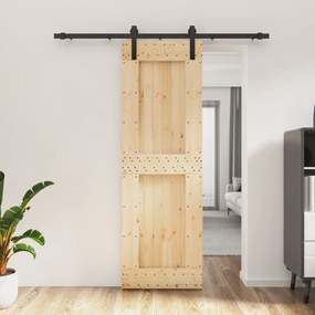 Posuvné dveře s kováním 70 x 210 cm masivní borové dřevo,  3202975