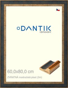 DANTIK rámeček 60x80 | ZVRATNÁ modrozlatá plast (Plexi Čiré)