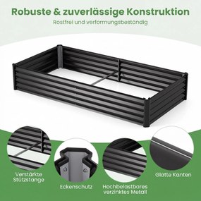 Costway 3 ve 1 vyvýšeném záhonu se skleníkovým kovovým květináčem s PVC – černý
