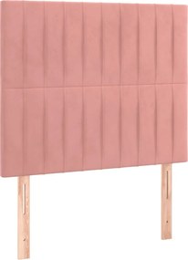 Box spring postel s matrací a LED růžová 90x190 cm samet 3136220