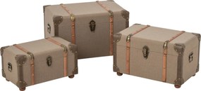Sada 3 kufrů z MDF olivově zelená/hnědá – 54*35*35 cm