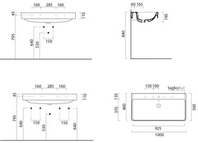 Sapho SAND keramické umyvadlo 100x50 cm, ExtraGlaze, 9023111