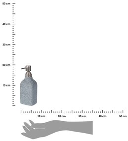 Dávkovač mýdla Stone, šedá/s prvky v barvě nerez, 260 ml