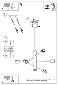 Sollux SL.0305 - Lustr na lanku DUOMO 6 6xE27/60W/230V černá