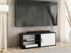 TV skříňka ROJO 2 černý + bílý otevřená TV skříňka s policí
