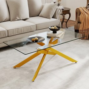 Costway Konferenční stolek z tvrzeného skla Obdélníkový – – 120 × 60 × 45,5 cm