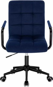 LuxuryForm DESIGN Otočná židle VERONA BLACK VELUR na černé podstavě s kolečky - modrá