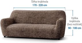 Bielastické potahy VITTORIA hnědá trojkřeslo (š. 170 - 220 cm)