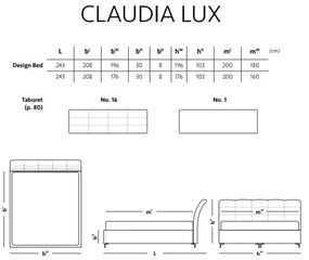 Materasso Postel čalouněná CLAUDIA LUX - bočnice ROZMĚR: 160 x 200 cm
