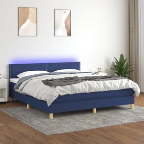 Box spring postel s matrací a LED modrá 180x200 cm textil,  3133659