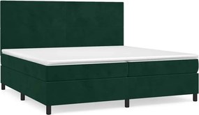 Box spring postel s matrací tmavě zelená 200x200 cm samet 3142926
