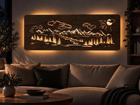 Li-Go "Hory, les" světelný obraz 230V 120x40 cm provedení povrchu: ořech