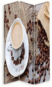 Ozdobný paraván, Rozptýlená kávová zrna - 110x170 cm, třídílný, klasický paraván