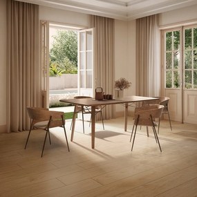 Čalouněná jídelní křesla v sadě 2 ks s područkami v přírodní barvě Naia – MOME