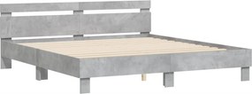 Rám postele s čelem betonově šedý 160 x 200 cm kompozitní dřevo 3207409