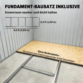 Outsunny kůlna na nářadí kovová kůlna s podezdívkou světle zelená 277 x 195 x 192 cm | Aosom