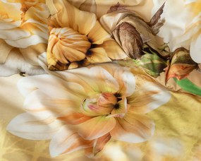 Matějovský Povlečení DANIELA, béžové květy, bavlna hladká digitál, 140x200cm + 70x90cm