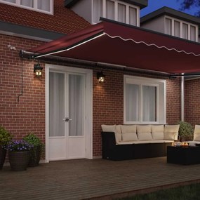 Automatická zatahovací markýza s LED burgundská 500 x 300 cm 3310197