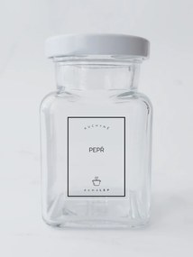 Samolepka na kořenky PEPŘ průhledná 3 × 4 cm základní písmo