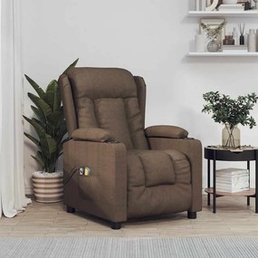 Elektrické masážní křeslo hnědé textil 3098793