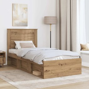Rám postele Umělecký dub 75 x 190 cm Masivní borové dřevo 3410151
