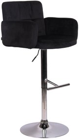 Barová židle Haworth - samet - chromovaný rám | černá