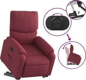 Zvedací polohovací křeslo vínové textil 3204827