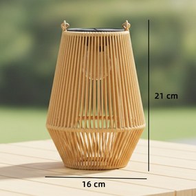 Outsunny Solární stojací lampa sada 2 ratanových závěsných solárních lamp se světelným senzorem IP44 vodotěsná solární lampa pro zahradu balkon hnědá