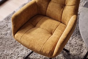 Designová otočná židle Vondila hořčičný samet