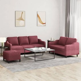 3dílná sedací souprava s poduškami vínová textil 3201848