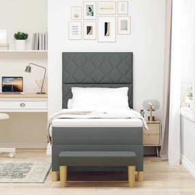 Postel s boxspringem s polštářem Tmavě šedá 200 x 100 cm textil 3344353