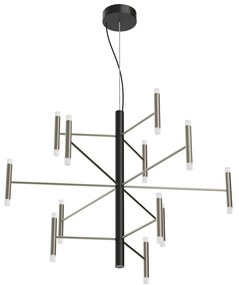 Linea Light 9756 Perla_P12, černý moderní lustr, 59W LED 3000K DALI, 87x100cm