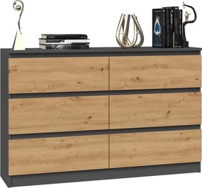 FALCO Komoda Malvína M6 120 antracit/dub artisan