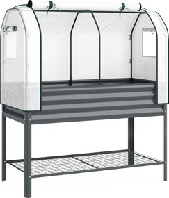 Vyvýšený záhon s kovovým chladicím rámem Box na sázení se skleníkovým úložným prostorem, Vyvýšený 120 x 55 x 140 cm