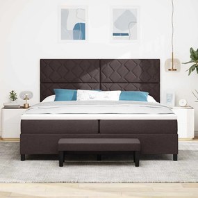 Postel s boxspringem s čelo Tmavě hnědá 200 x 200 cm textil 3344173