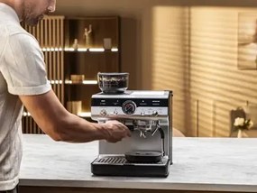 Krups Precision XP801T černá / Pákový kávovar / nerezová ocel / otočné