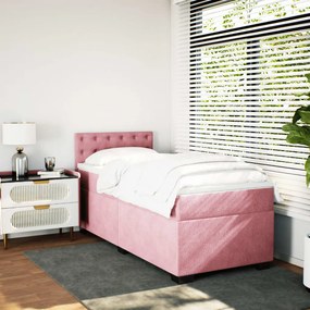Box spring postel s matrací růžová 100x200 cm samet 3286251