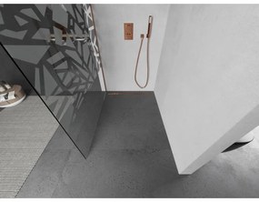 Mexen Kioto, sprchová zástěna Walk-In 90 x 200 cm, 8mm čiré sklo bílý vzor, ​​měděný matný profil, 800-090-101-65-85