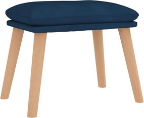 Relaxační křeslo se stoličkou modré samet 3097830